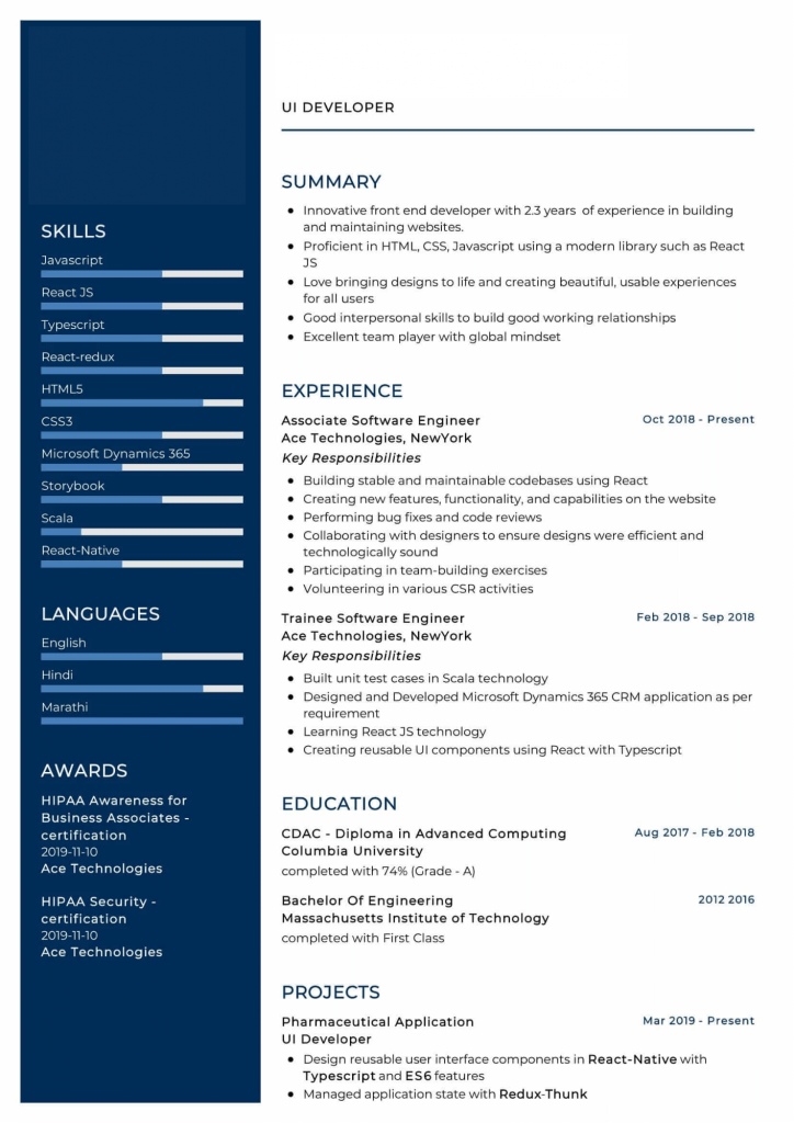 10+ Professional React Redux Resume Samples | React Resumes